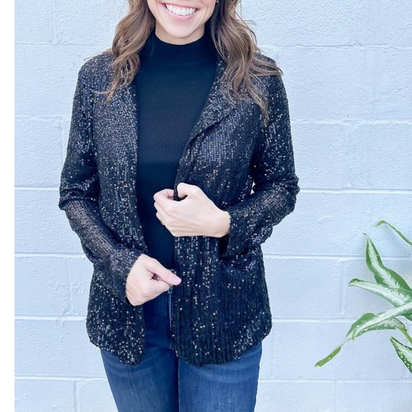 Haptics | Jackets & Coats | Haptics By Holly Harper Womens Black Sequin ...